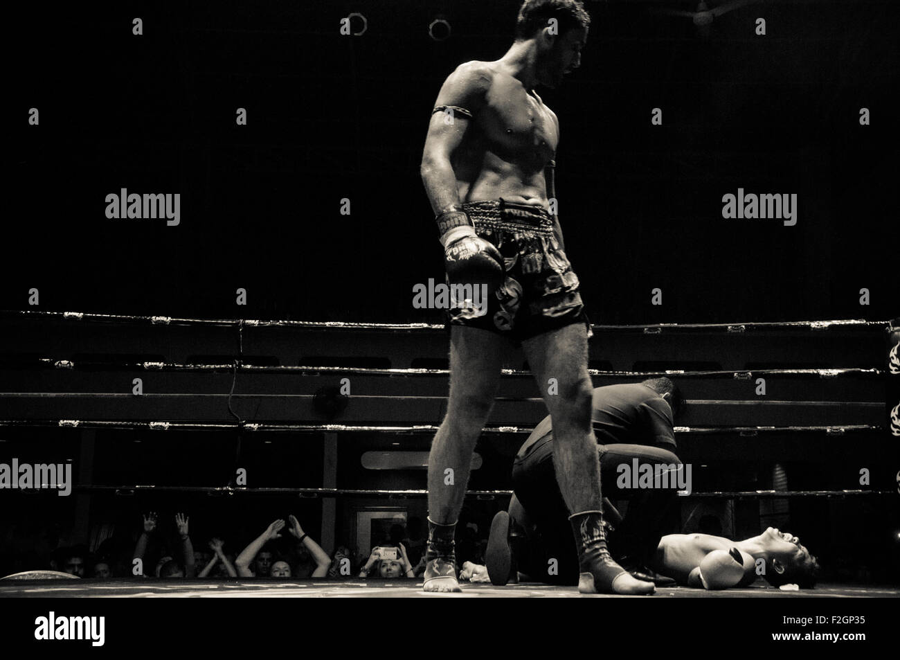Muay Thai fight in Thailand boxing stadium Stock Photo - Alamy