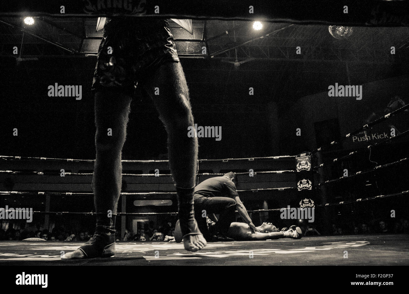 Muay Thai fight in Thailand boxing stadium Stock Photo - Alamy