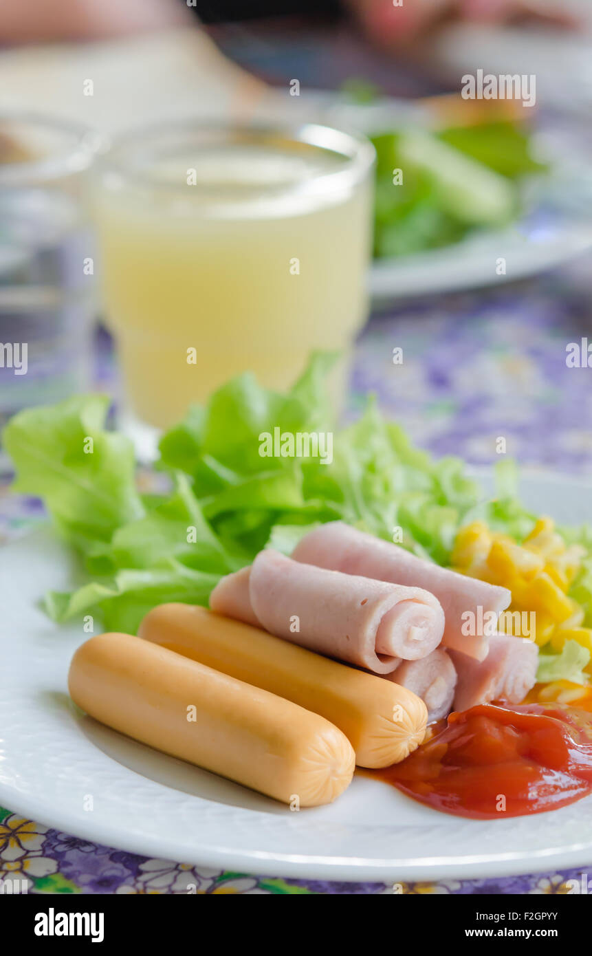 fresh food for morning , big breakfast on dish Stock Photo - Alamy