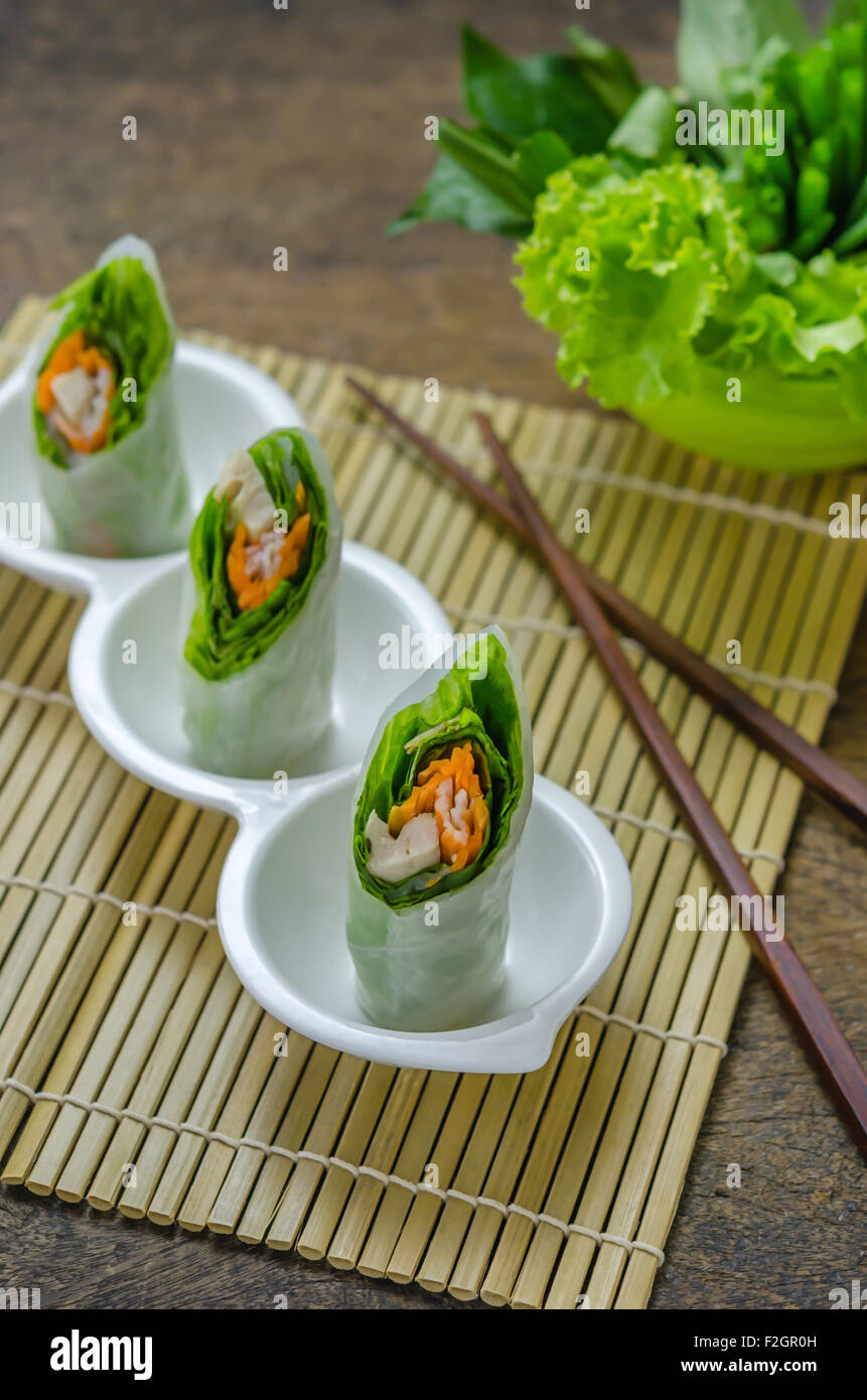 Fresh Spring Roll on white bowl , Vietnamese Food Stock Photo - Alamy