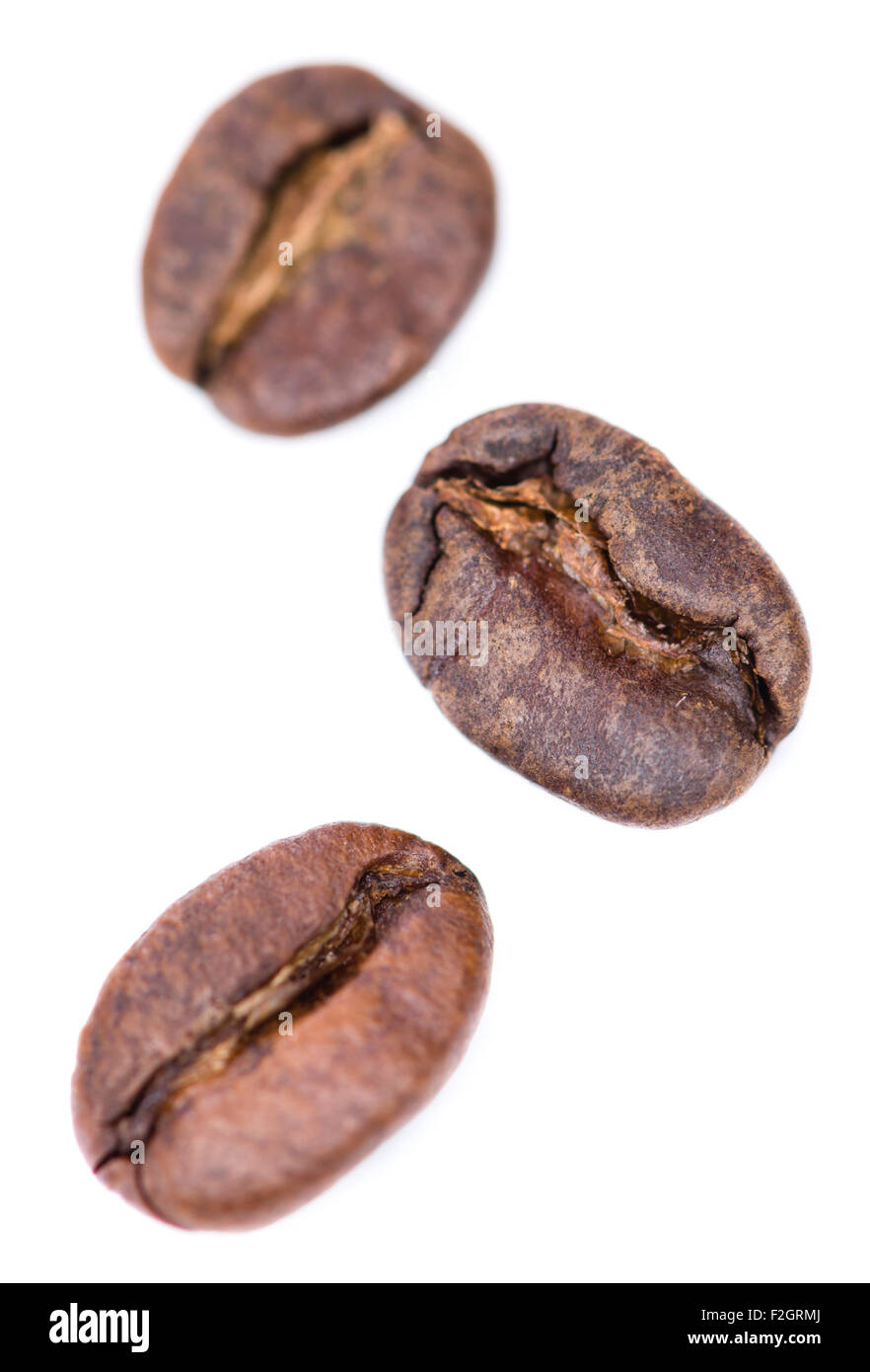 Coffee Beans close-up shot (isolated on pure white background Stock ...