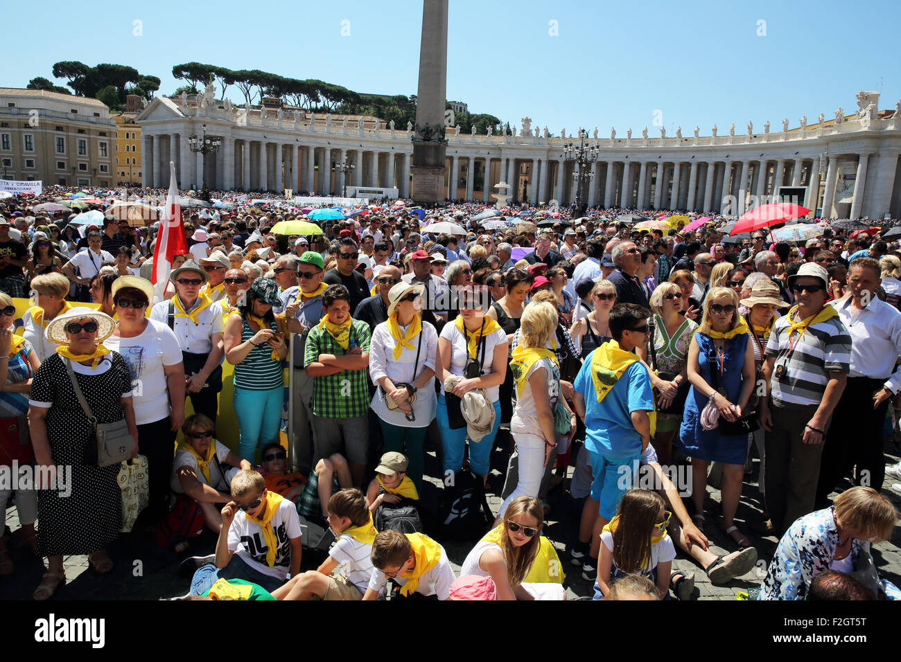 Crowds of people gathered in St Peters Square in the Vatican on a ...