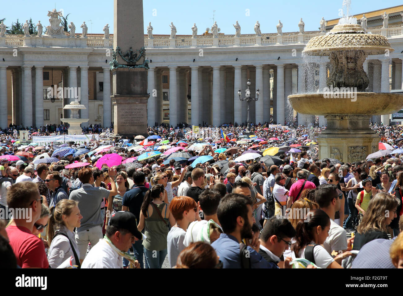 Crowds of people gathered in St Peters Square in the Vatican on a ...