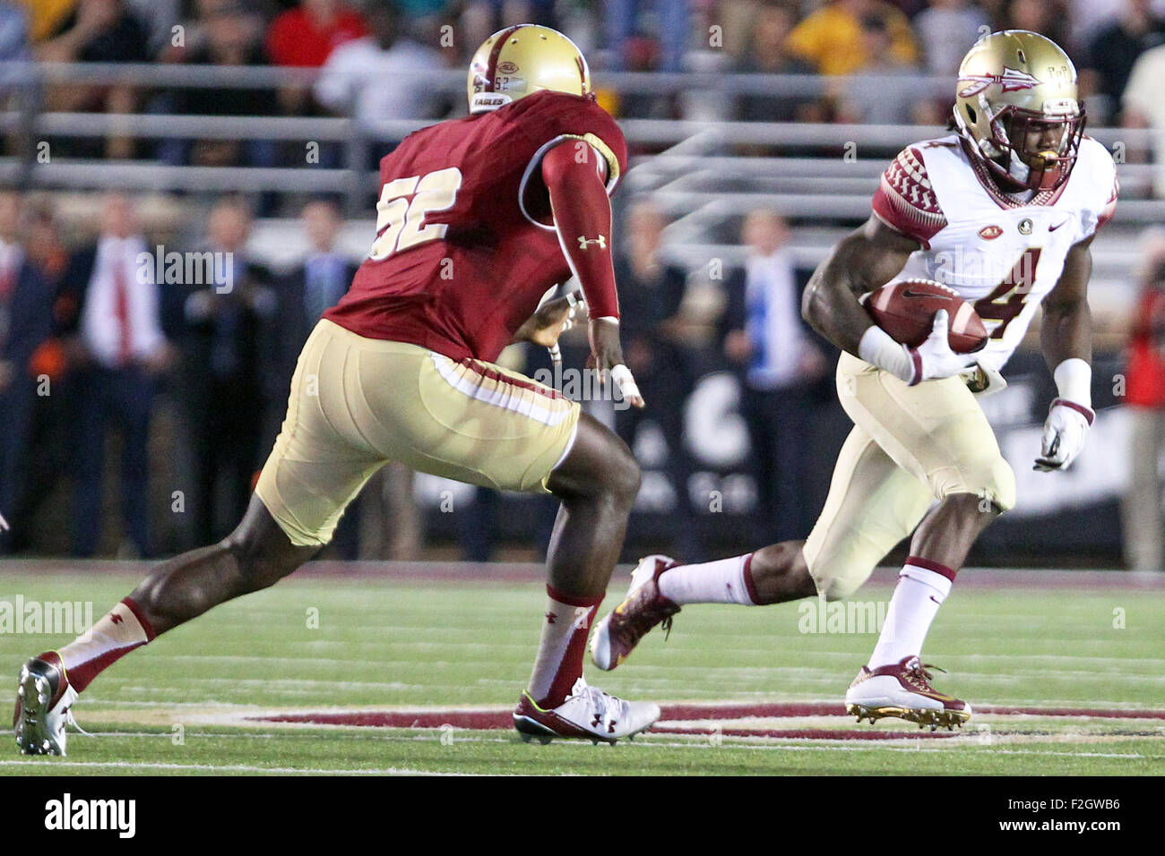 September 18, 2015; Chestnut Hill, MA, USA; Florida State Seminoles ...