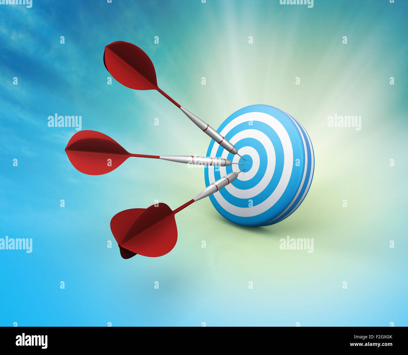 3D dartboard on an abstract blue background Stock Photo - Alamy