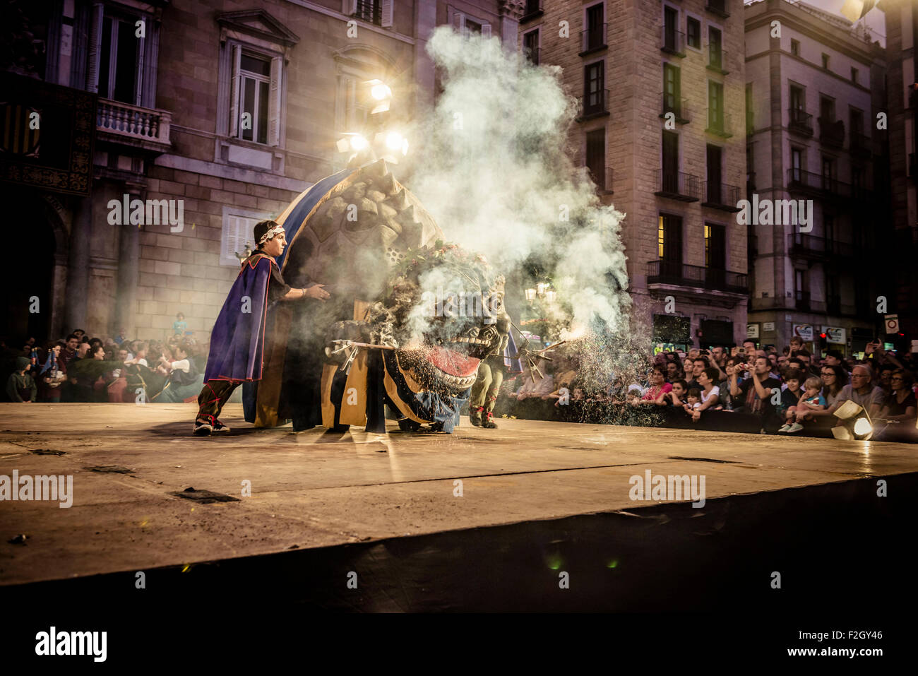 Barcelona, Spain. September 18th, 2015: The 'Tarasca of Barcelona ...