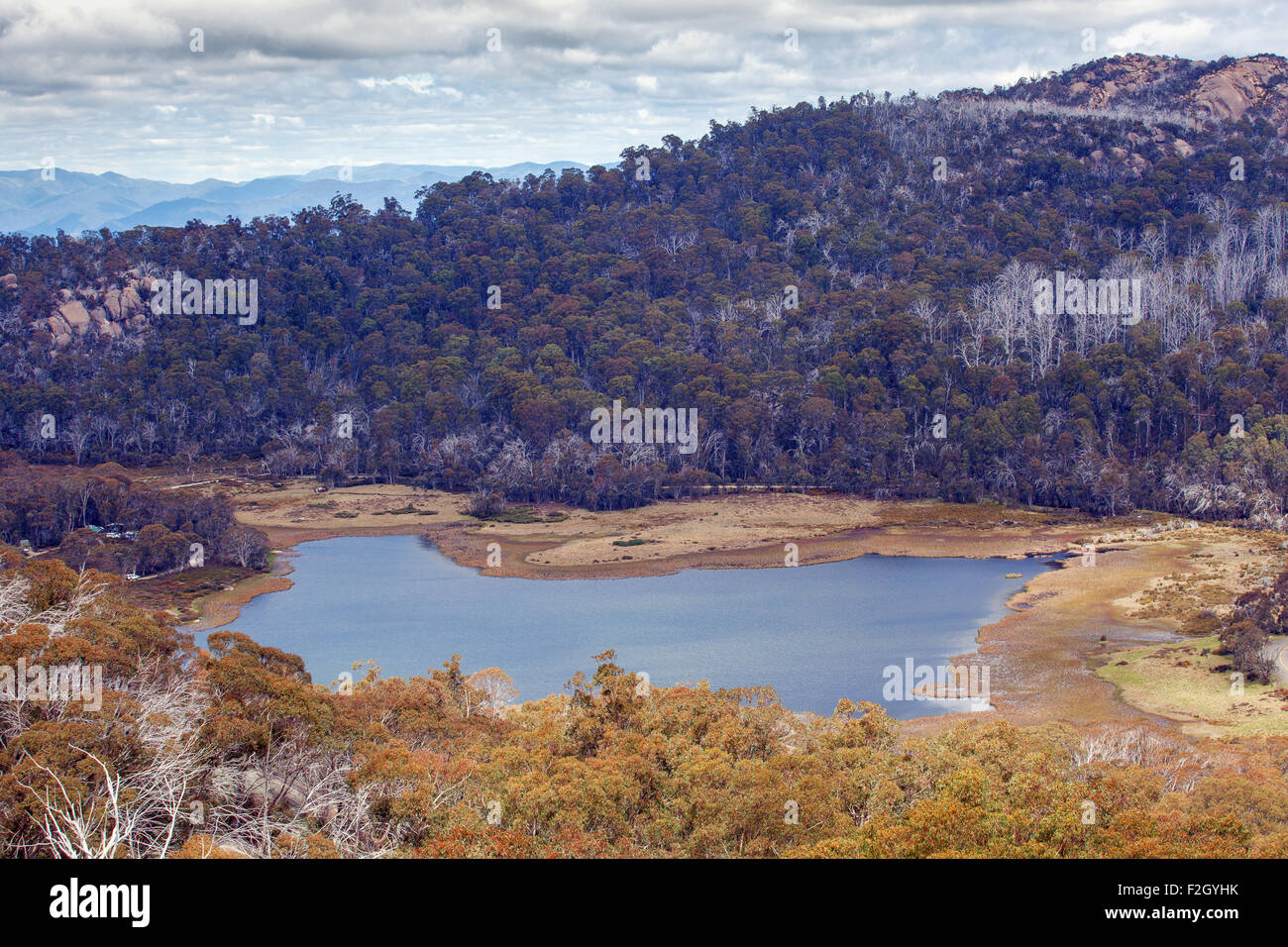 Lake Catani viewed from the Monolith Lookout, Mt. Buffalo National Park ...