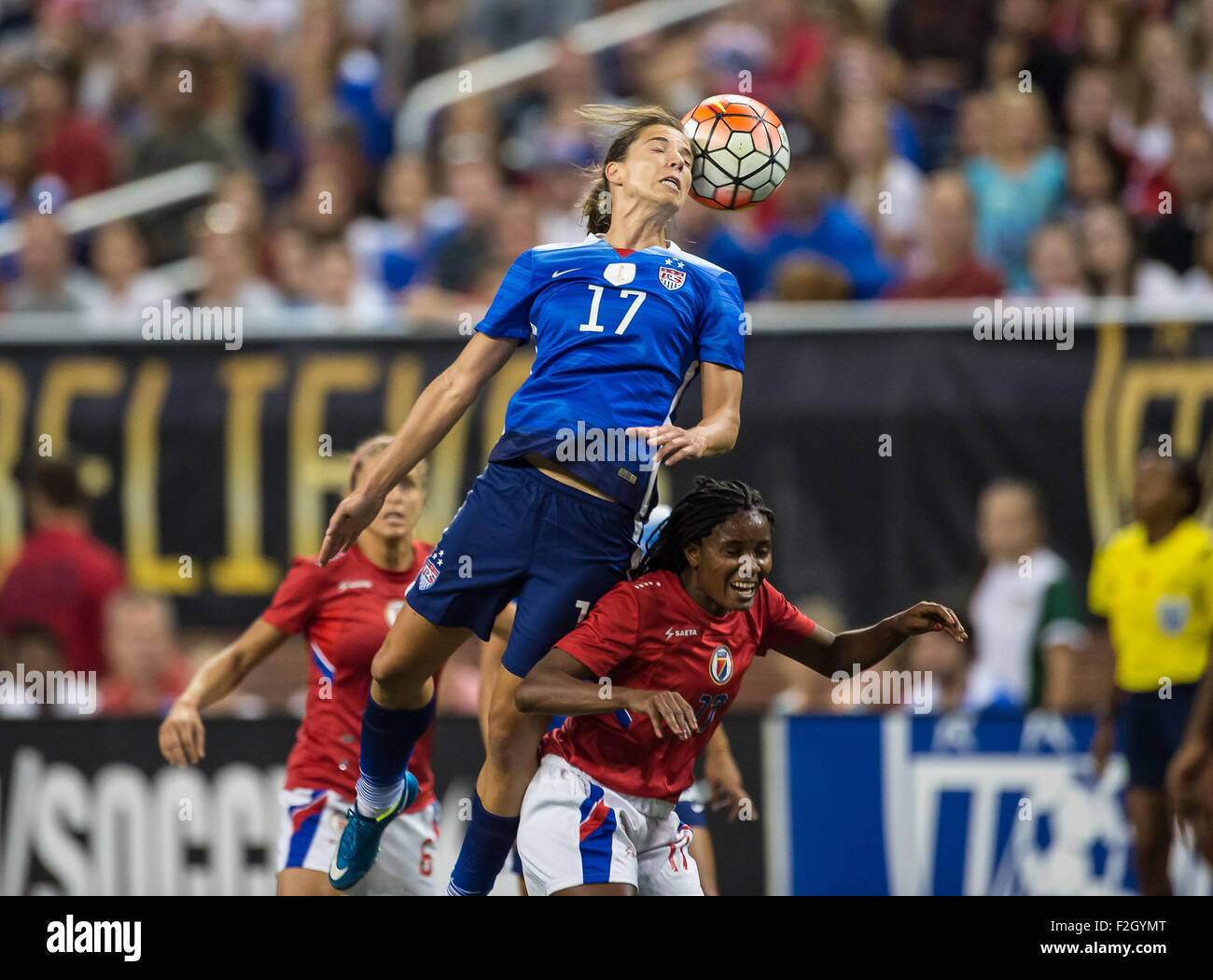 Detroit, Michigan, USA. 17th Sep, 2015. USA's Tobin Heath (17) during ...
