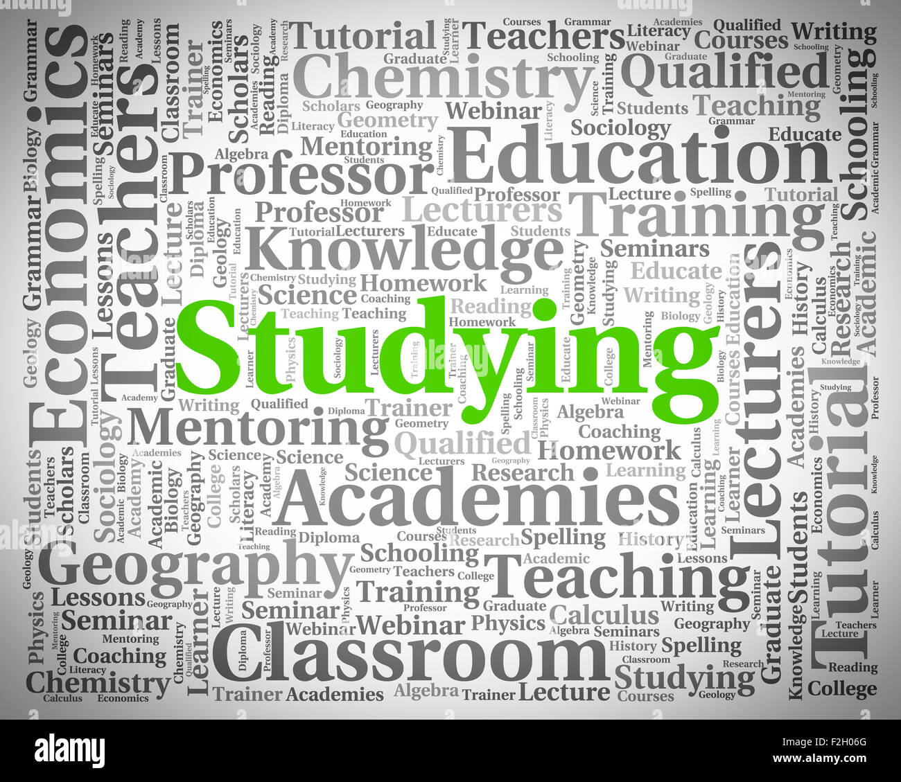Studying Word Showing Words Learning And Educating Stock Photo - Alamy