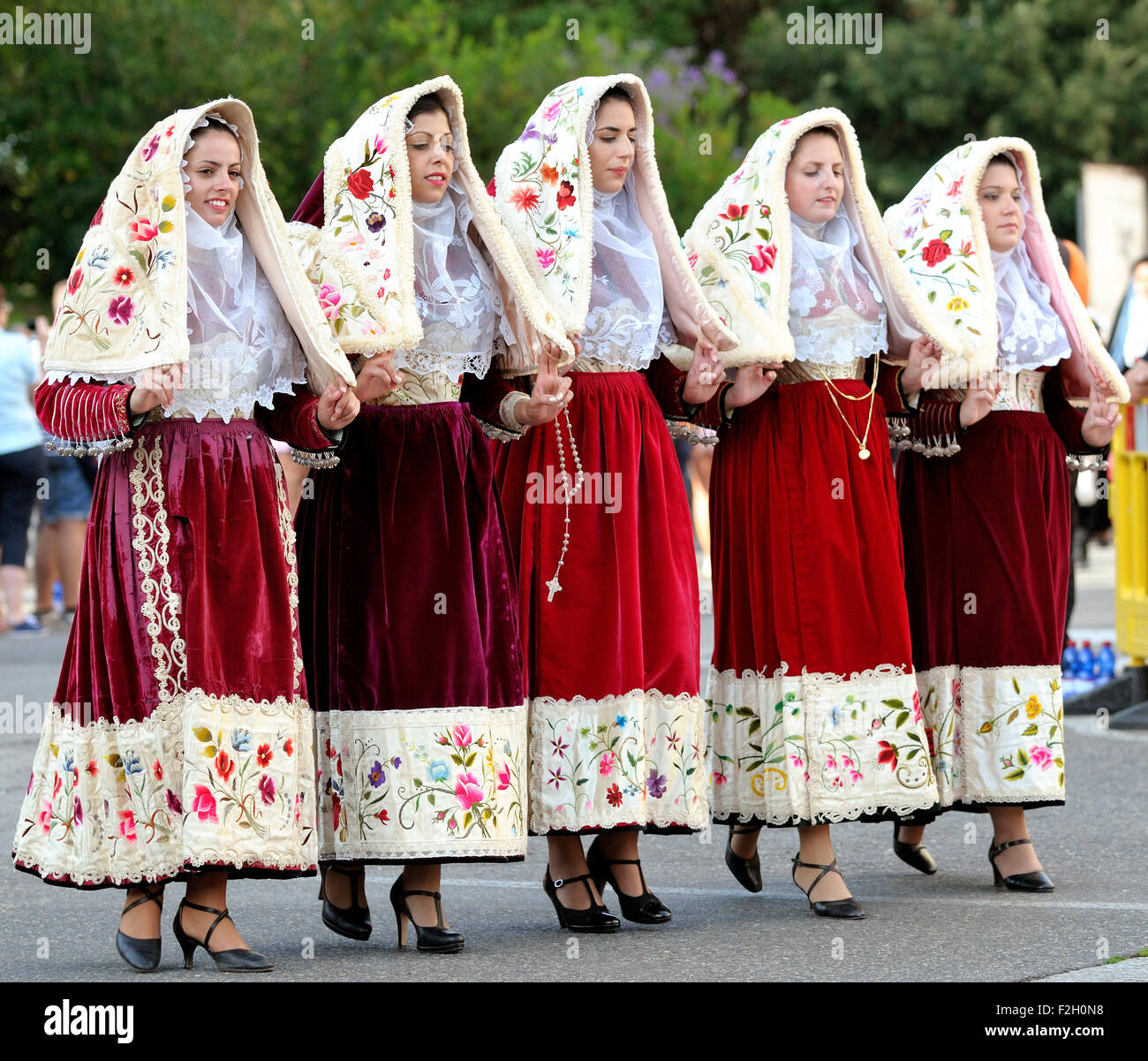 Nuoro, Sardinia, Italy - August 23, 2015: Parade of traditional ...