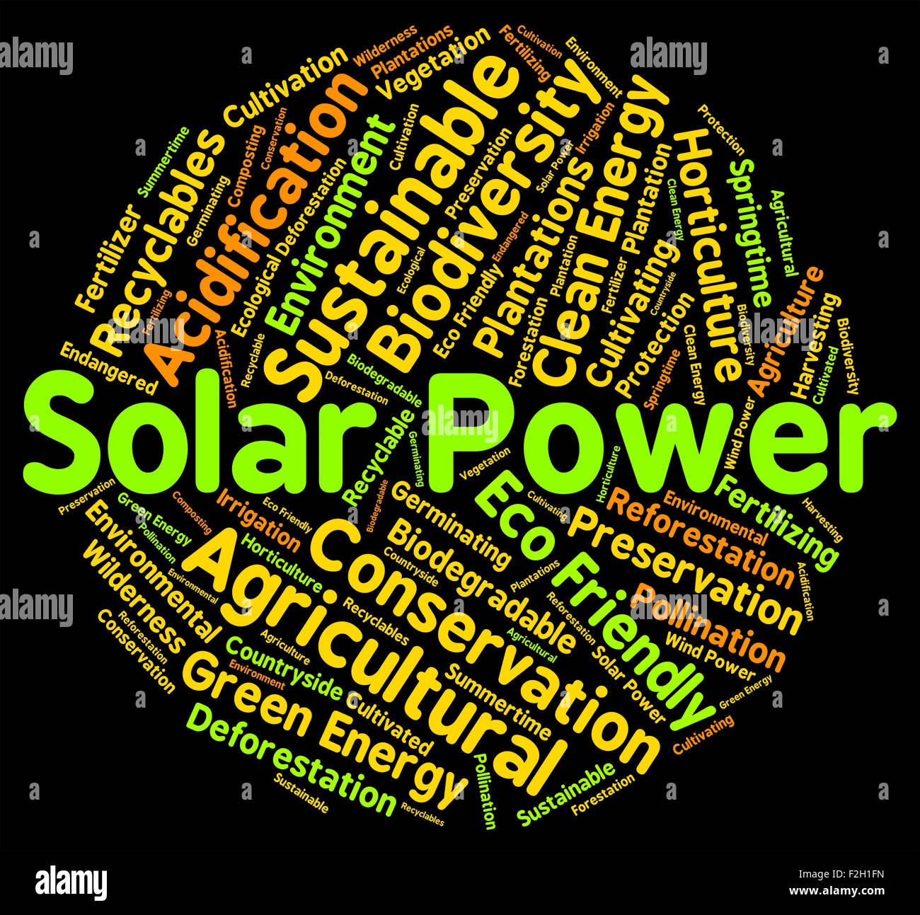 Solar Power Showing Energy Source And Electricity Stock Photo - Alamy