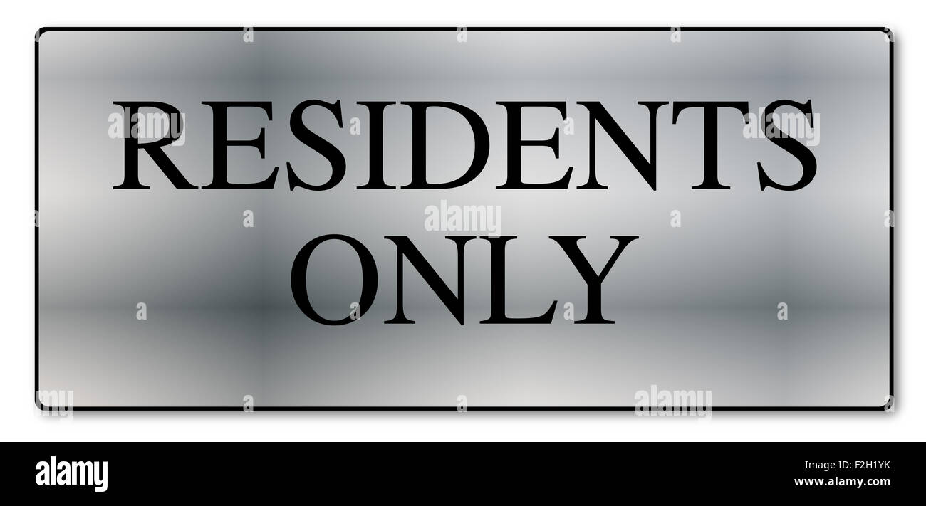 A metal residents only sign over a white background Stock Photo - Alamy