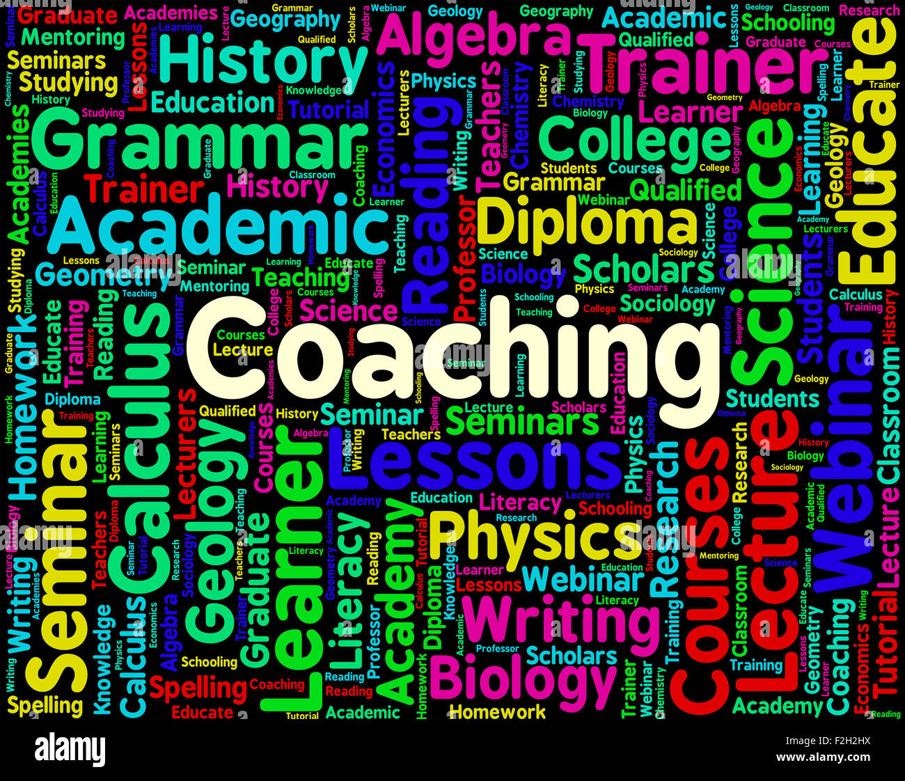 Coaching Word Meaning Give Lessons And Learning Stock Photo - Alamy