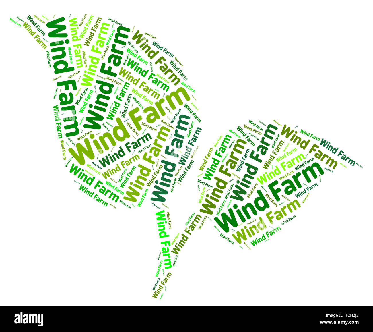 Wind Farm Word Meaning Green Energy And Electricity Stock Photo - Alamy