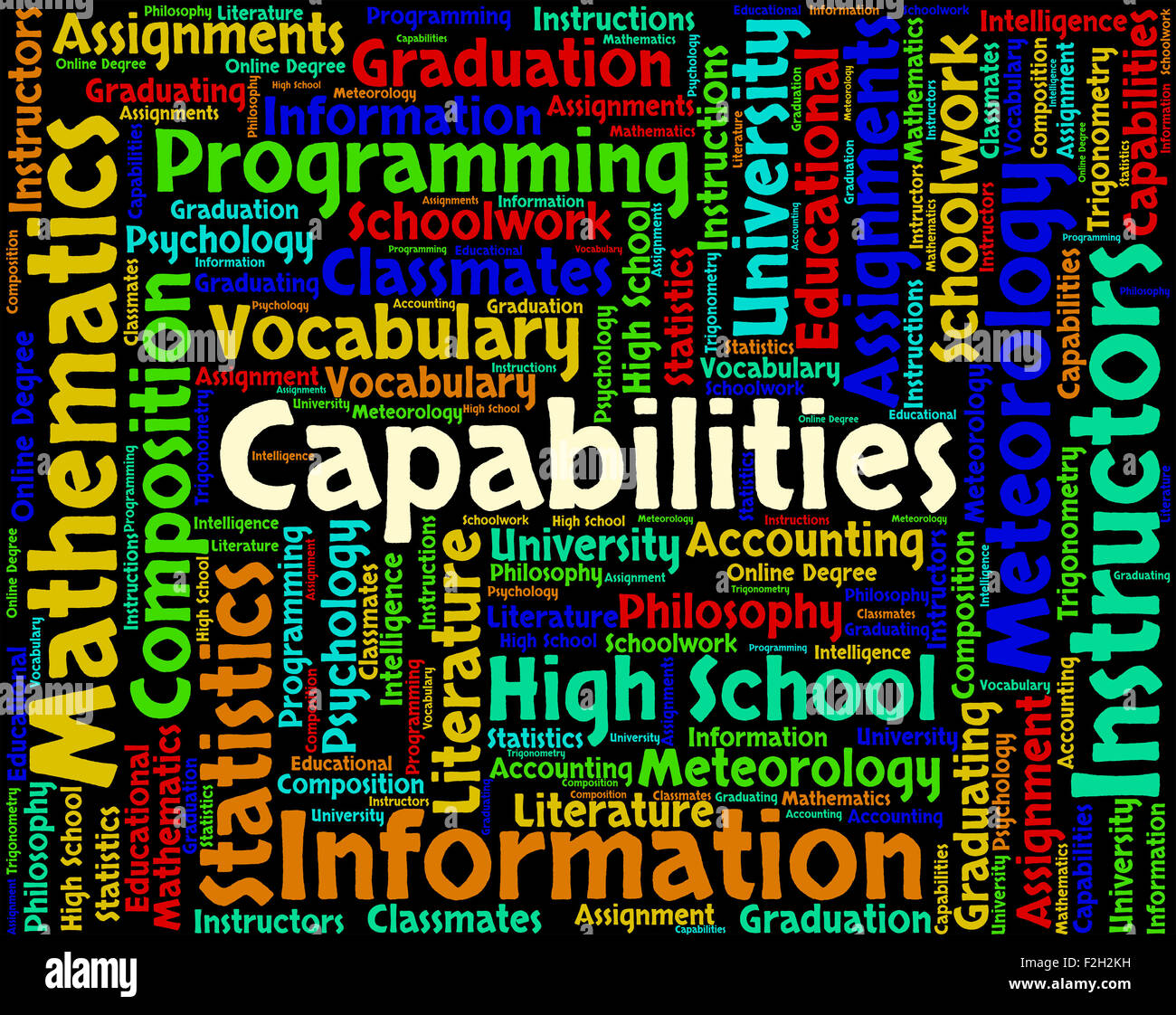 Capabilities Word Showing Adeptness Skill And Skills Stock Photo - Alamy