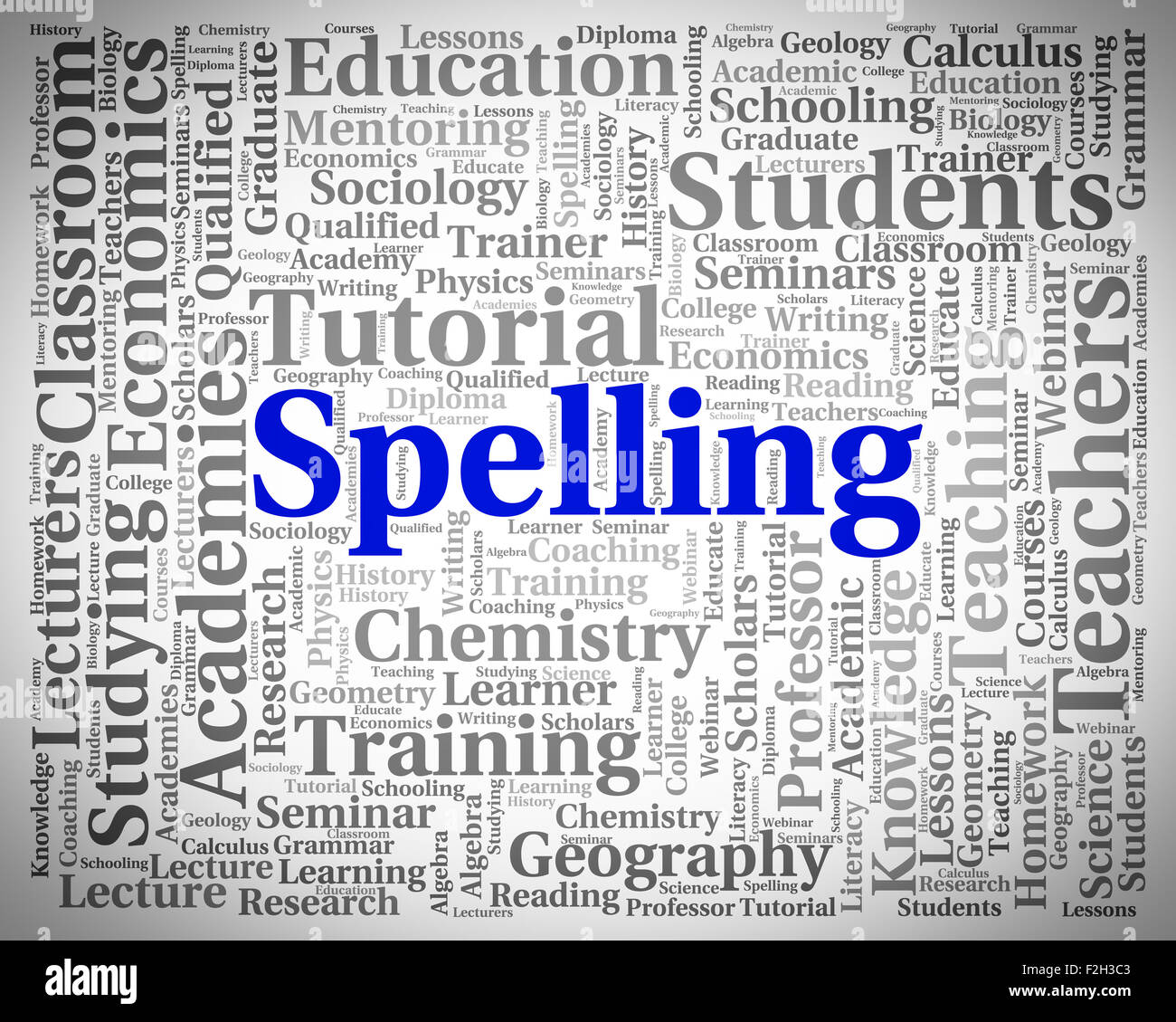 Spelling Word Indicating Spellings Write And Script Stock Photo - Alamy