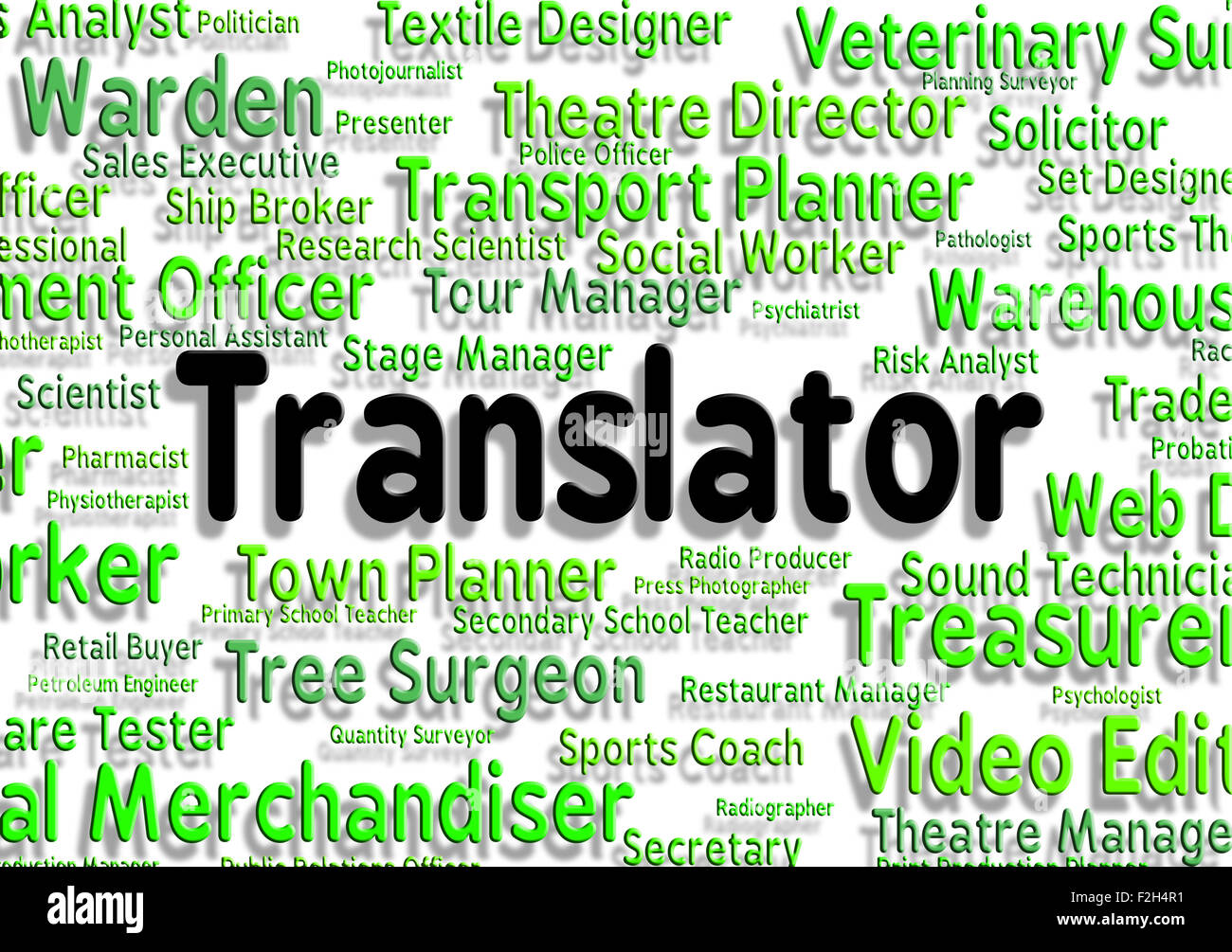 Translator Job Indicating Career Transliterator And Transcribe Stock ...