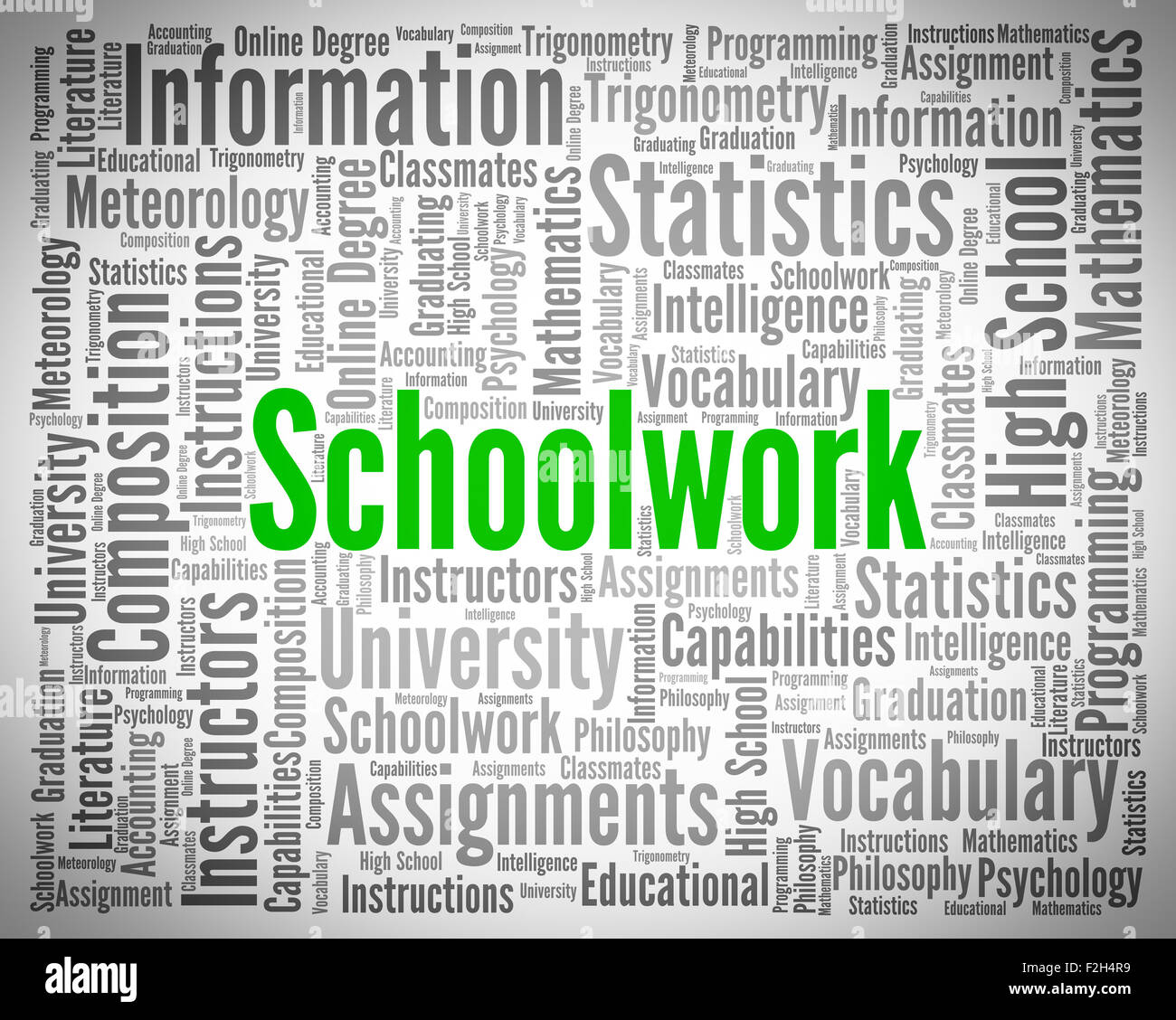 Schoolwork Word Meaning Assignment Exercise And Text Stock Photo - Alamy
