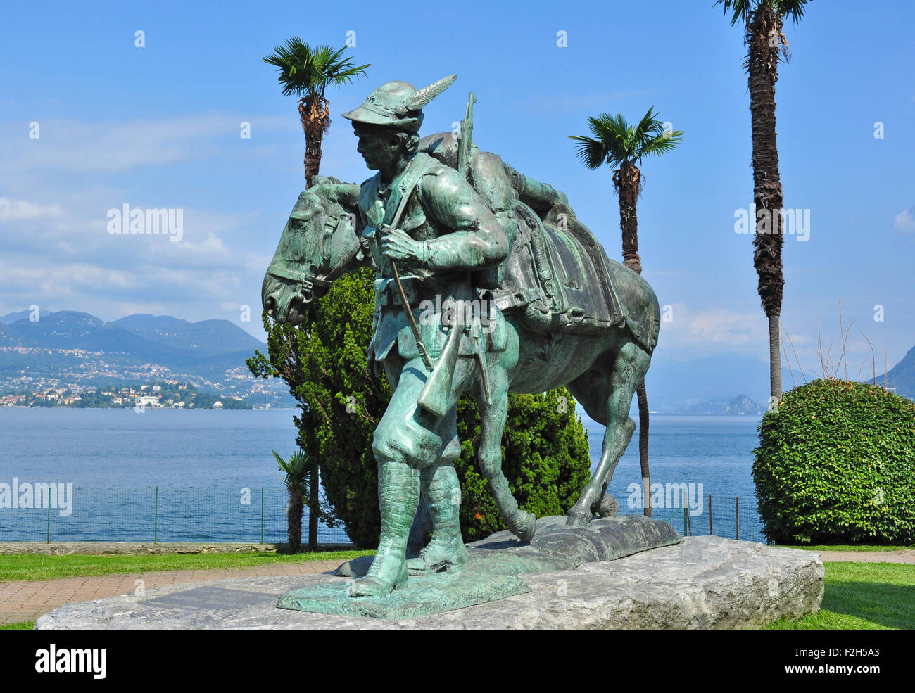 Alpine Soldier Monument on the Lungolago, Stresa on Lake Maggiore ...