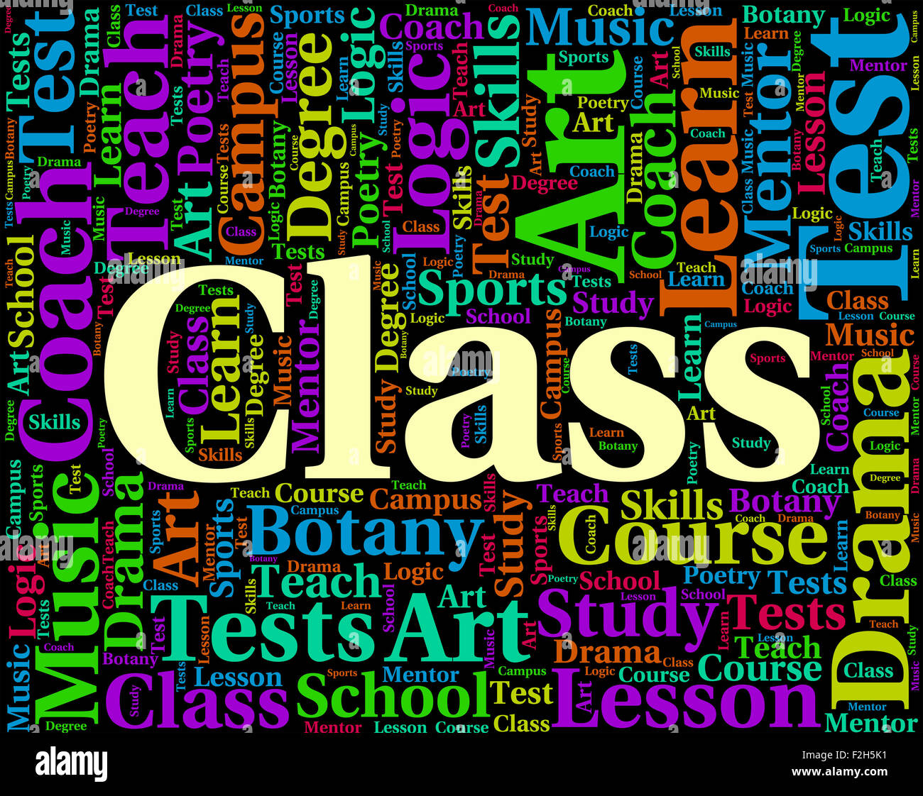 Class Word Indicating Studying Learning And Educating Stock Photo - Alamy