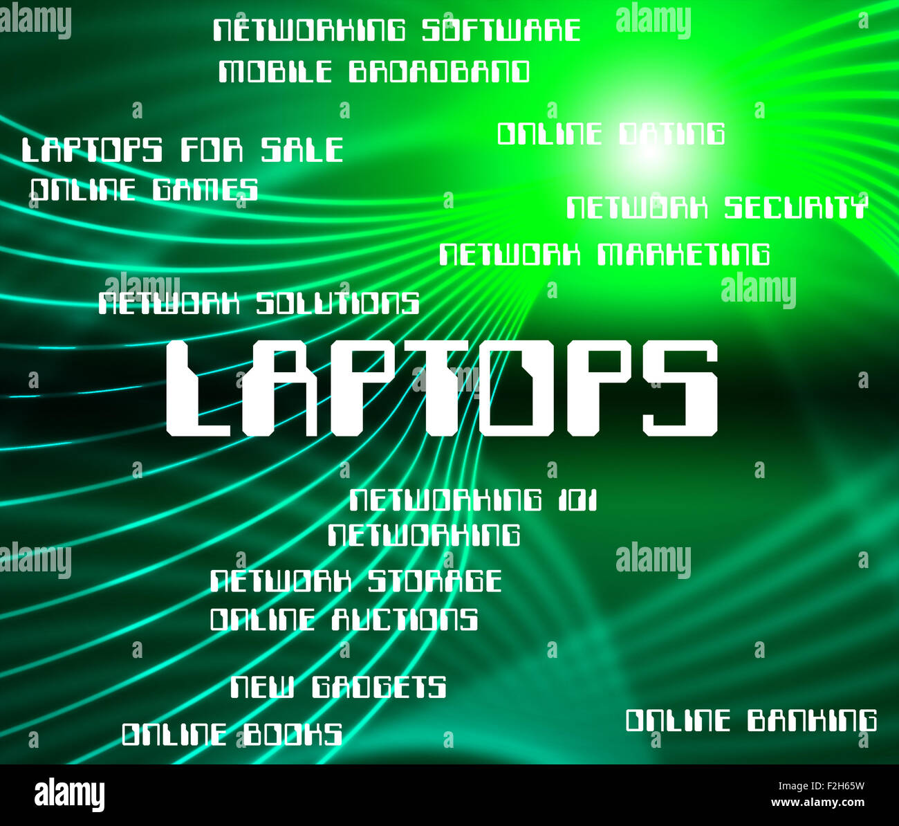 Laptops Word Indicating Words Connection And Web Stock Photo - Alamy