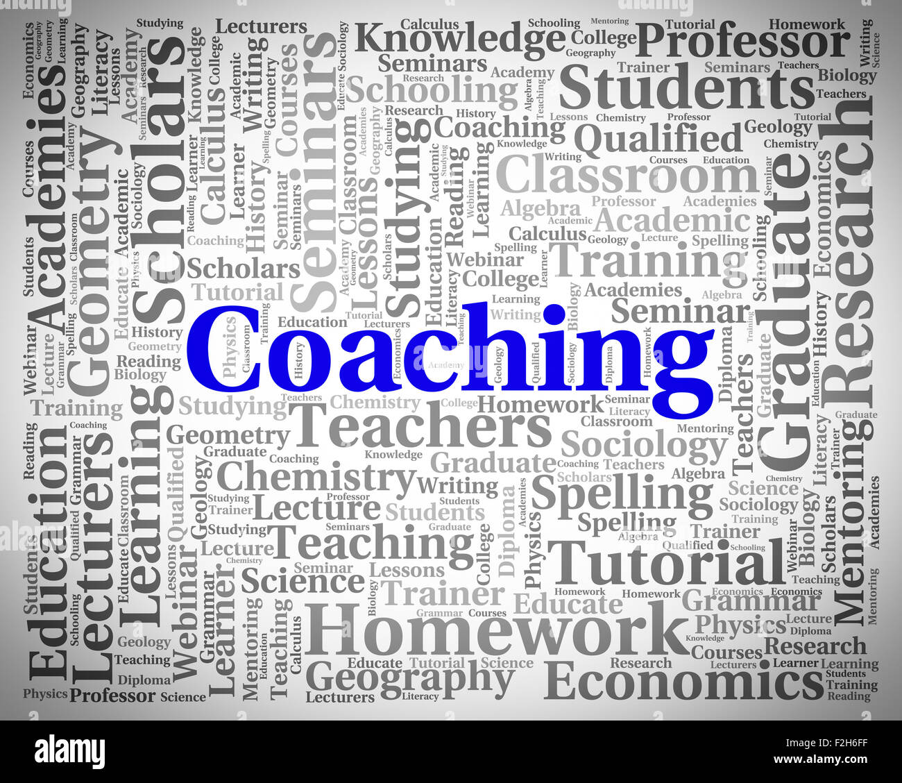 Coaching Word Indicating Give Lessons And Educate Stock Photo - Alamy