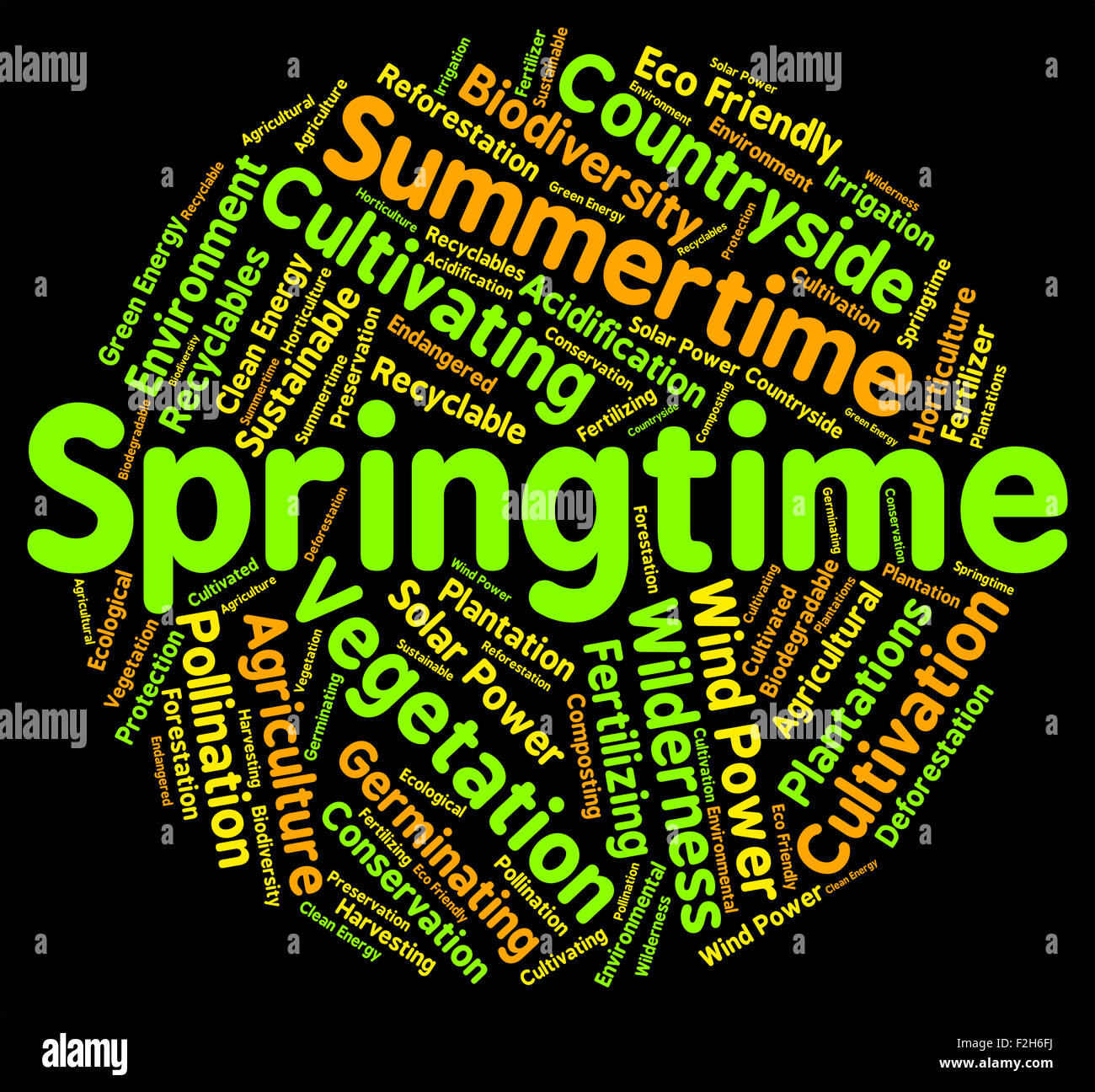Springtime Word Showing Season Seasons And Warmth Stock Photo - Alamy