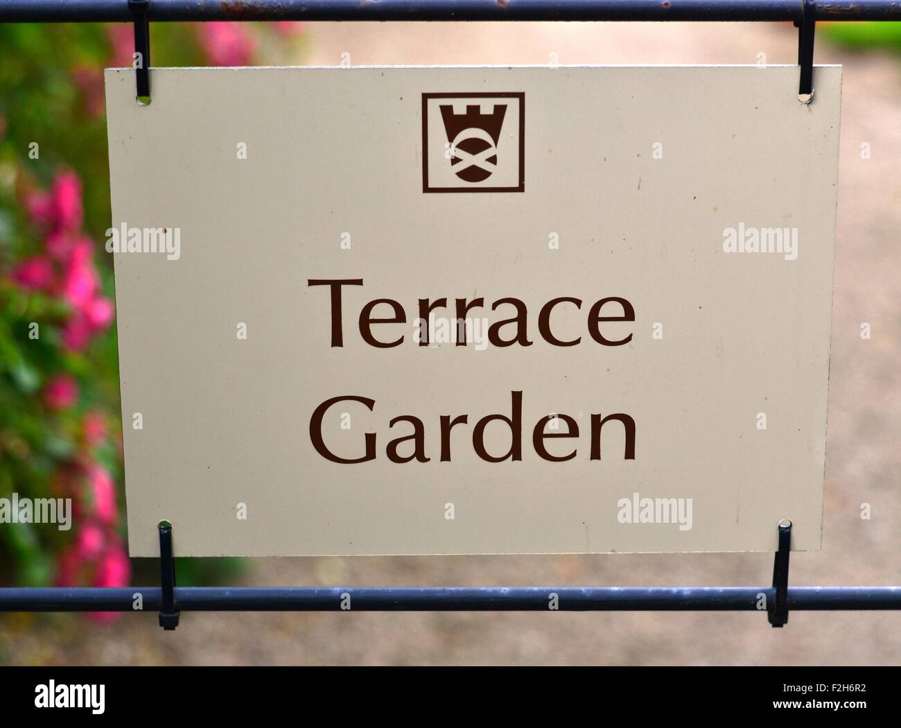 Terrace Garden Sign at The National Trust Stock Photo - Alamy