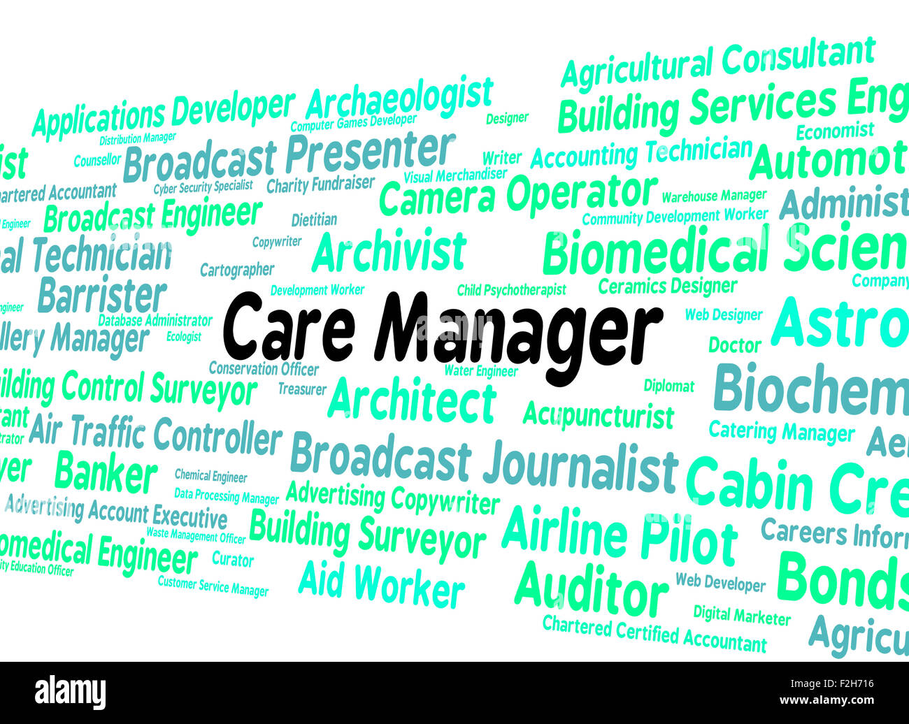 Care Manager Indicating Employee Carers And Word Stock Photo - Alamy