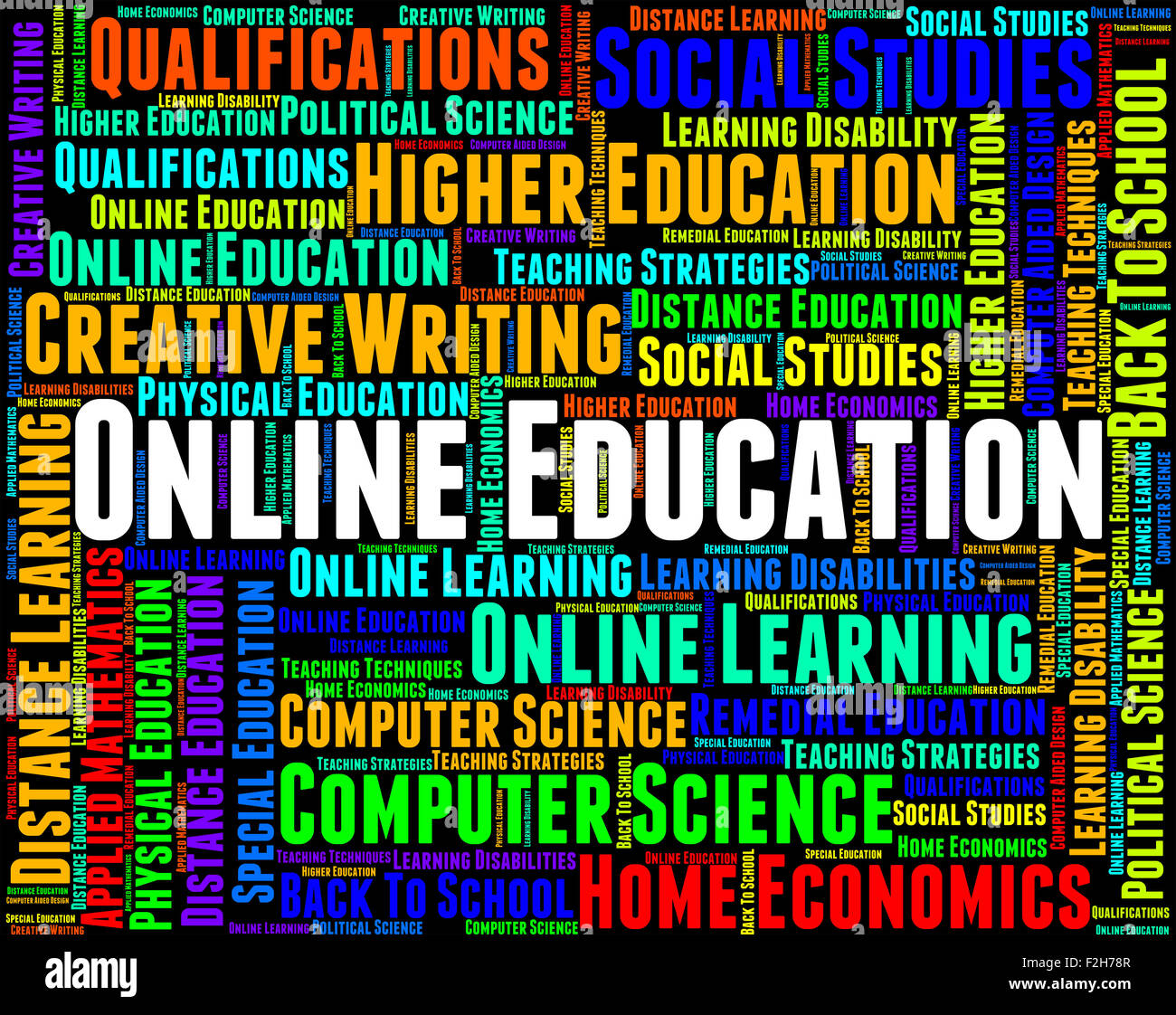 Online Education Showing World Wide Web And Educating Learn Stock Photo ...