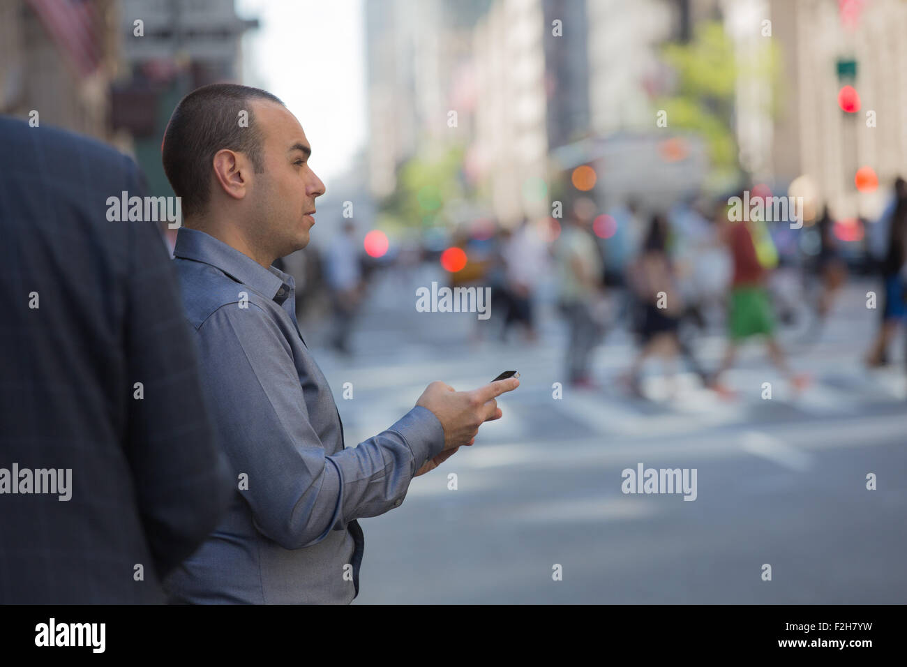 Text, Phone, talking, city life, Man, New York City, suit, street Stock ...