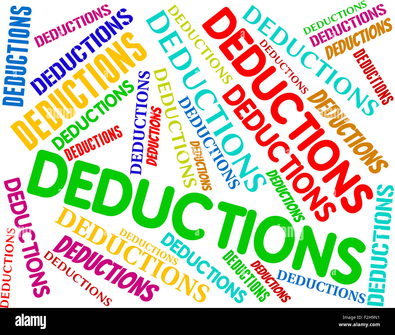 Deductions Words Showing Less Save And Reduce Stock Photo - Alamy