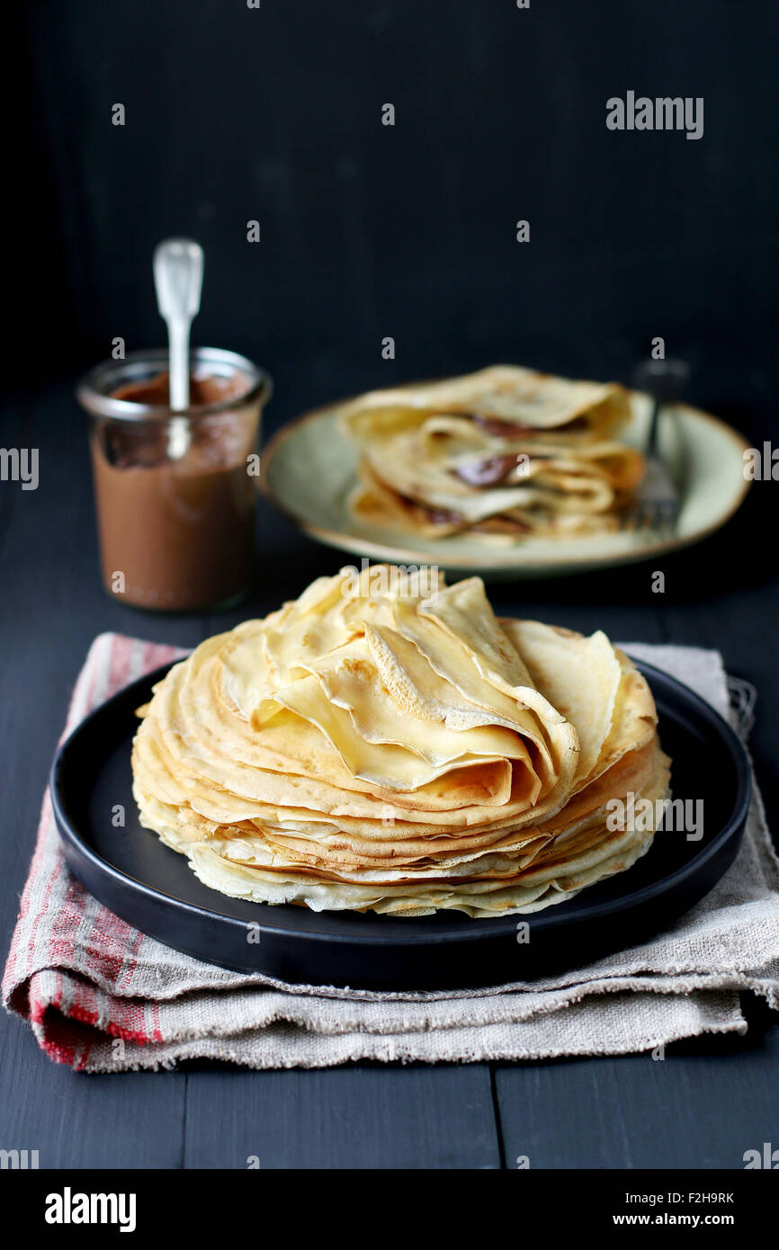 Stack of crepes on a plate Stock Photo - Alamy