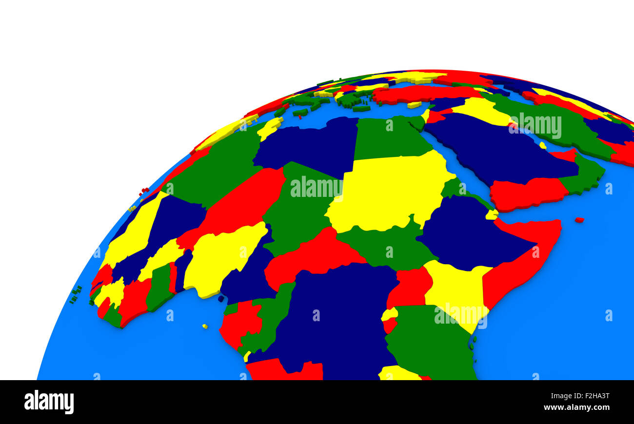 Political map of central Africa on globe Stock Photo - Alamy