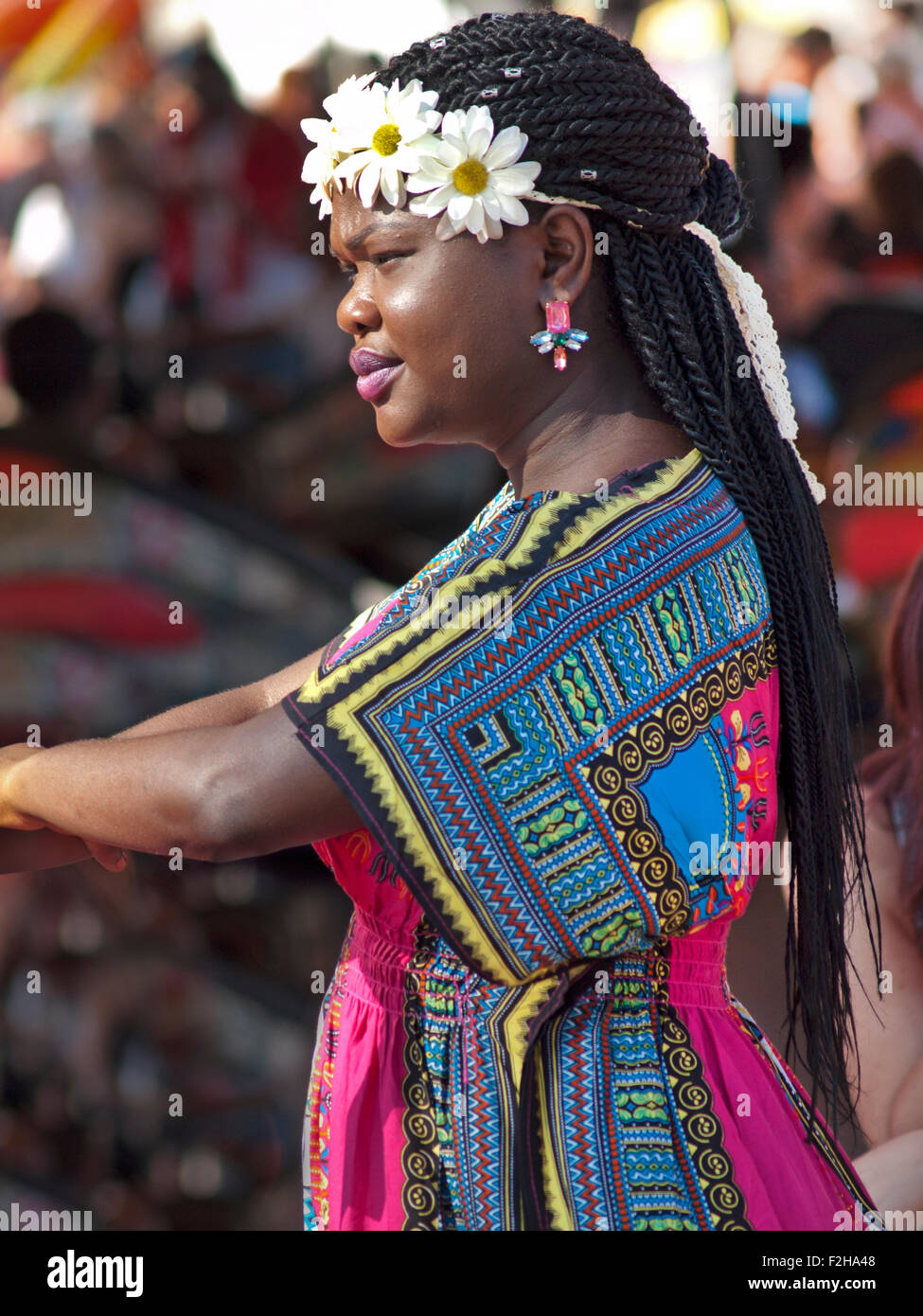 Colorful clothes being worn by a visitor to Brighton Stock Photo - Alamy