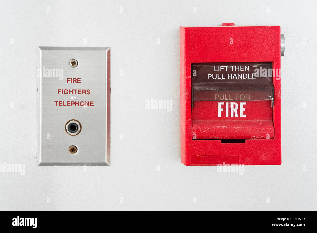Fire alarm box with Fire Fighter telephone connector port Stock Photo ...