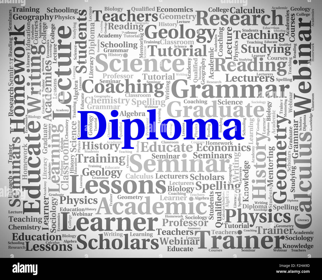 Diploma Word Indicating Degrees Certificates And Certification Stock ...