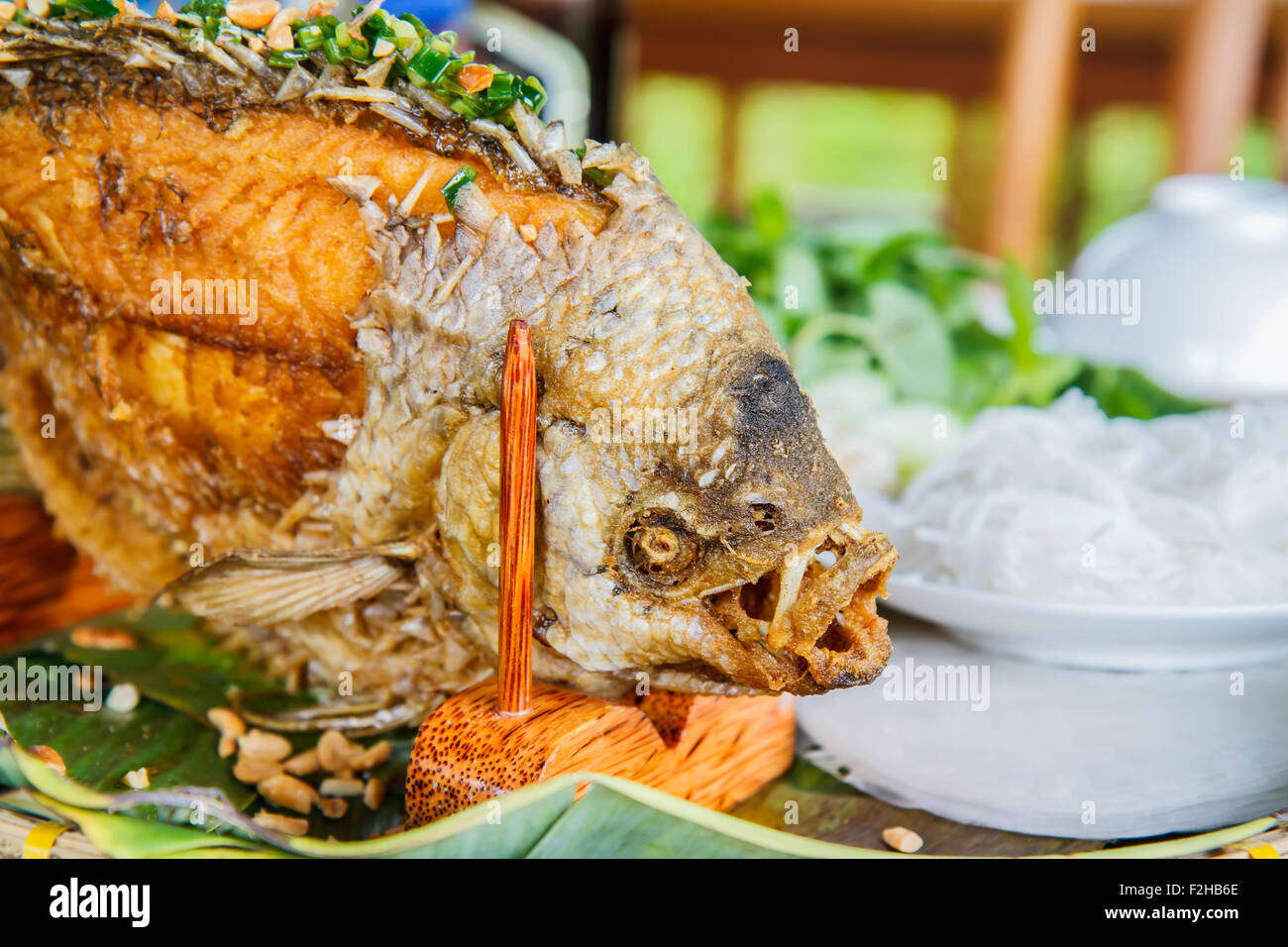 Fried fish prepared in the traditional Vietnamese Stock Photo - Alamy