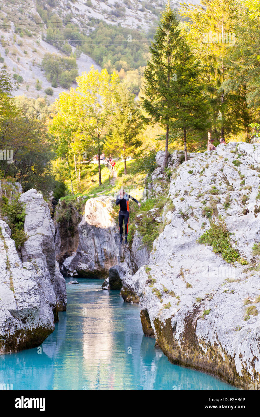 Diving in the Slovenian Soca river in the summer Stock Photo - Alamy