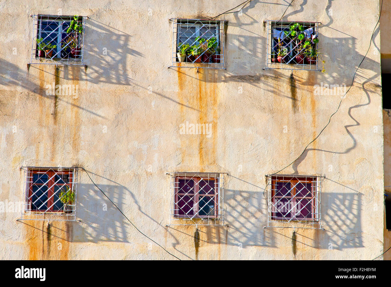 window in morocco africa and old construction wal brick historical ...