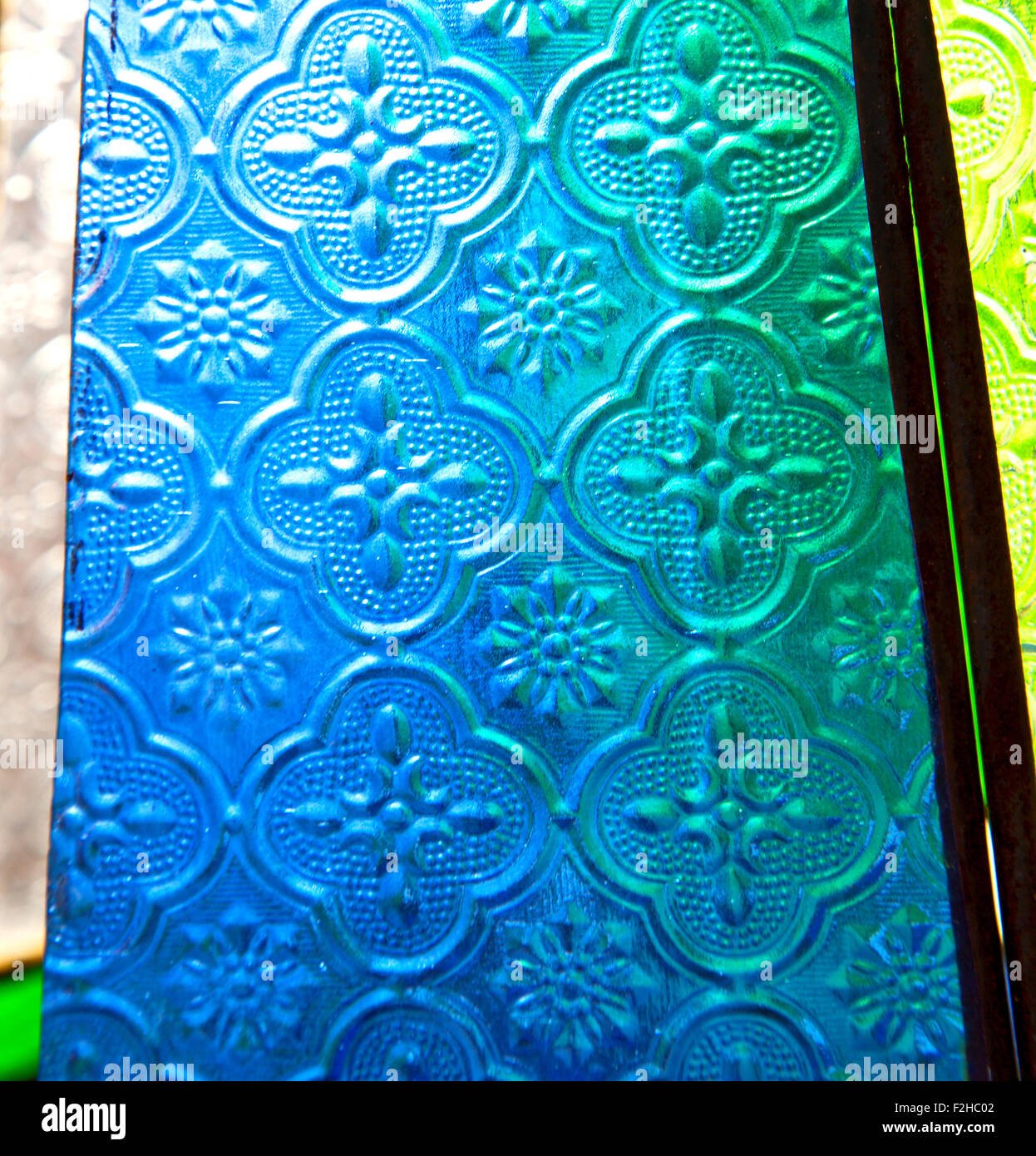 colorated glass and sun in morocco africa window and light Stock Photo ...