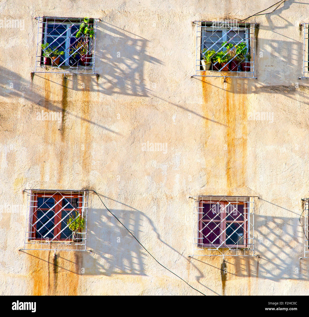 window in morocco africa and old construction wal brick historical ...