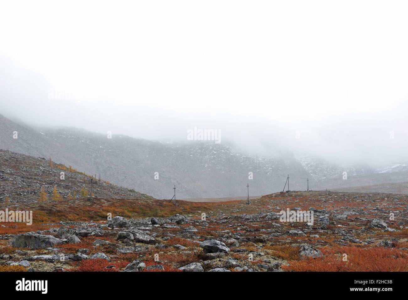 Sub-polar ural mountais. Tundra landscape Stock Photo - Alamy