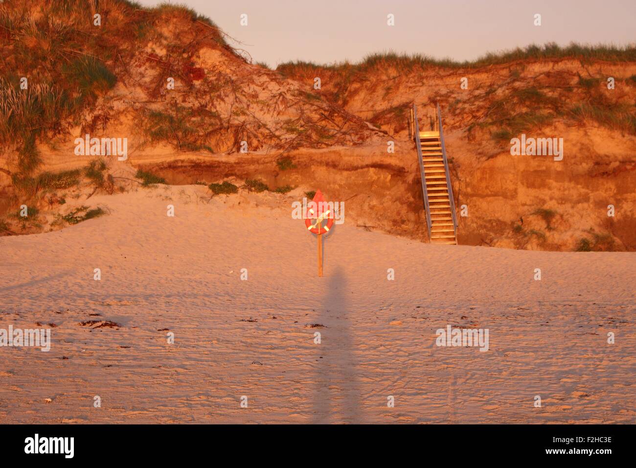 Dunes in evening light on the beach of Lokken, Denmark, Scandinavia ...