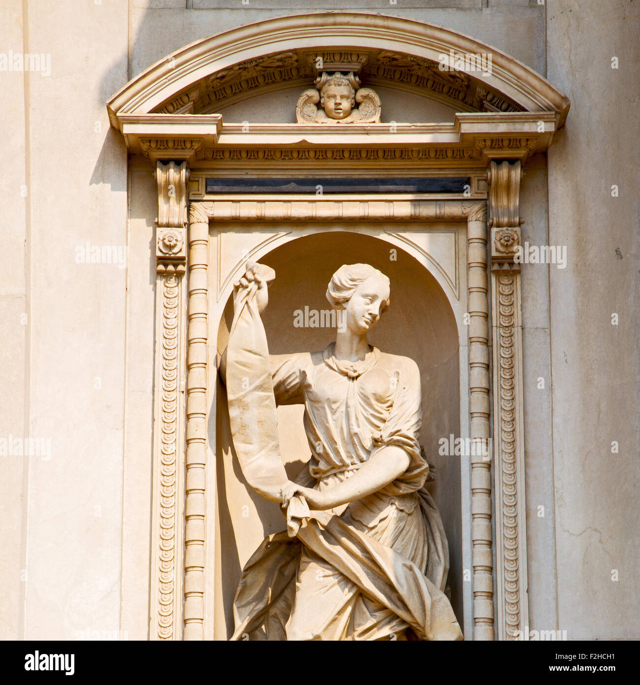 marble in old historical construction italy europe milan and statue ...