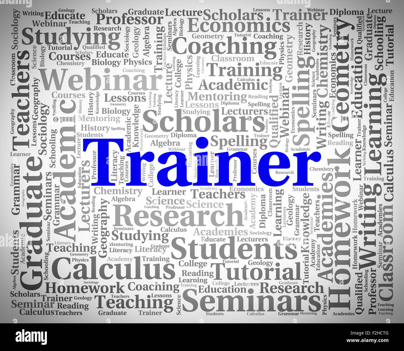 Trainer Word Indicating Give Lessons And Educate Stock Photo - Alamy