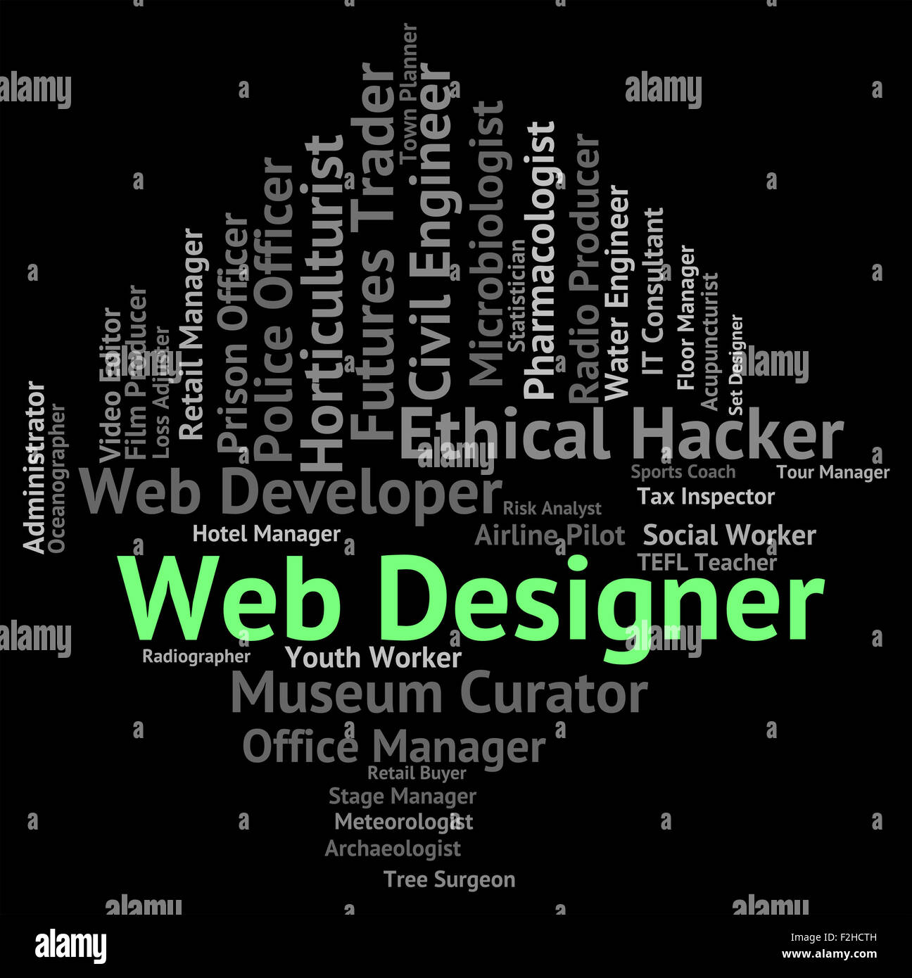 Web Designer Showing Employee Word And Internet Stock Photo - Alamy