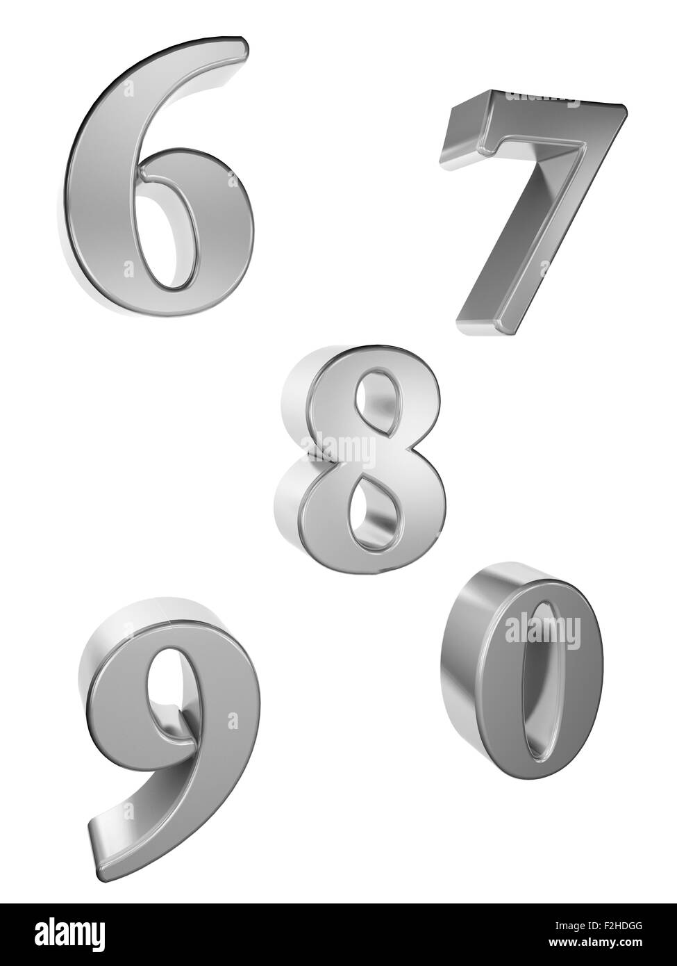 Silver number 6 to 9 on a white background Stock Photo - Alamy