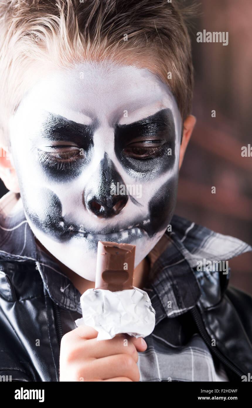 Half Skeleton Makeup Boy
