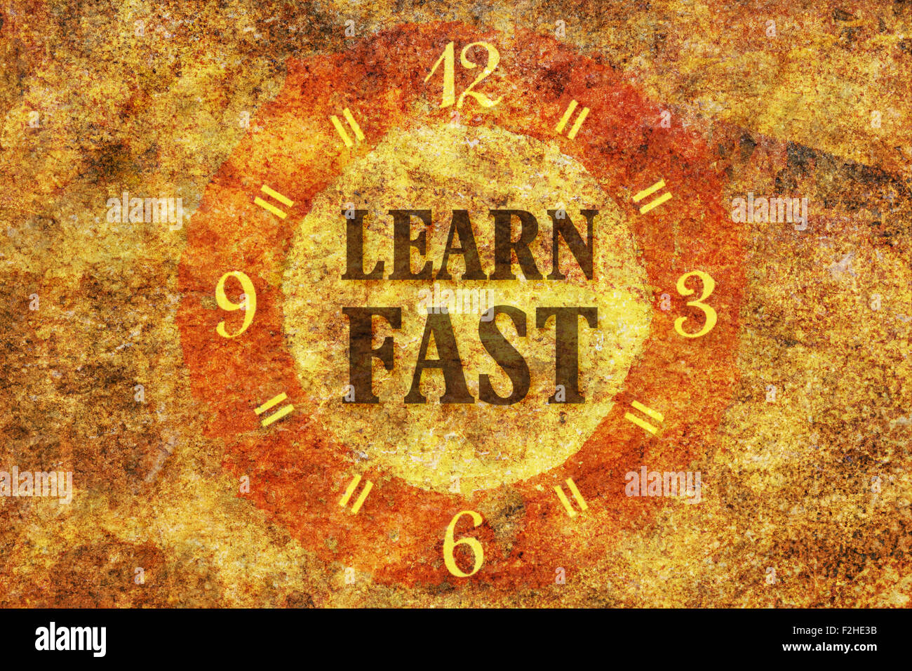 Text Learn Fast in the center of a circle on textured background Stock ...